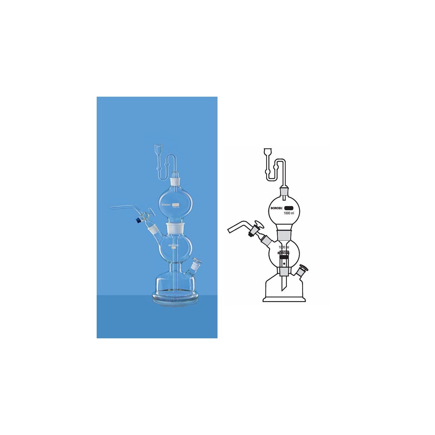 Buy Borosil 1000ml Gas Generator Apparatus Kipps 6550029